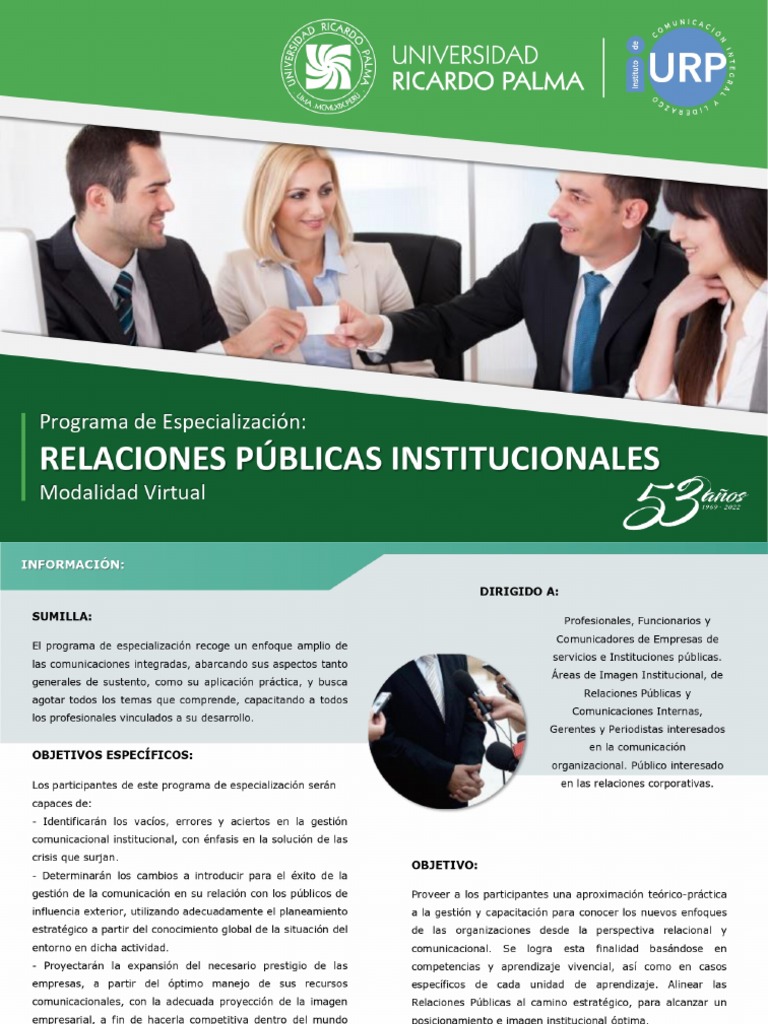 Brochure - Relaciones Públicas Institucionales URP SEPT | PDF