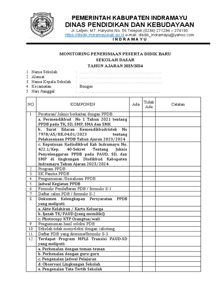 3 Instrumen Pemantauan PPDB 2023 | PDF