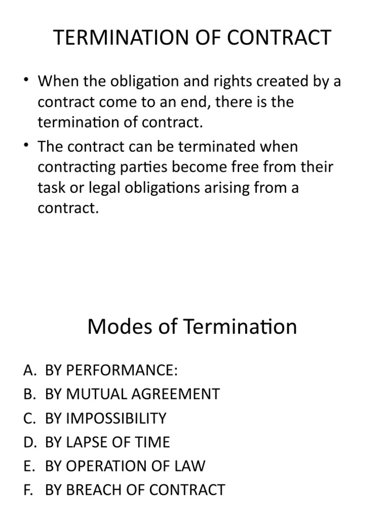 Termination of Contract | PDF | Breach Of Contract | Taxes