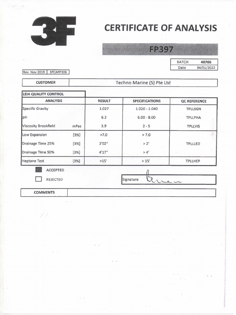 CERT MFG FOAM APPLICATOR AFFF 3% (New) | PDF