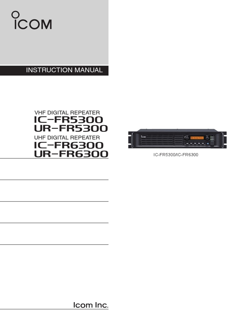 iFR5300 UR-FR5300 iFR6300 UR-FR6300: Instruction Manual | PDF | Power ...