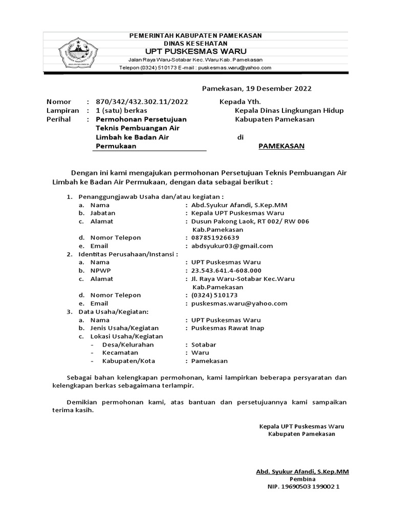 Surat Permohonan Pertek | PDF