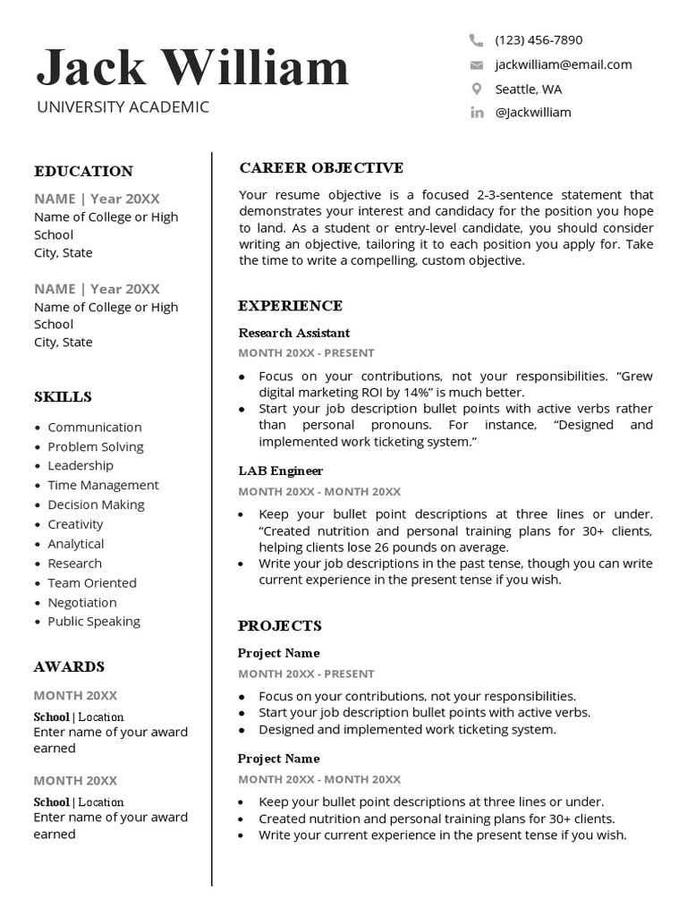 Academic Word Resume Template | PDF | Grammatical Tense | Language Families