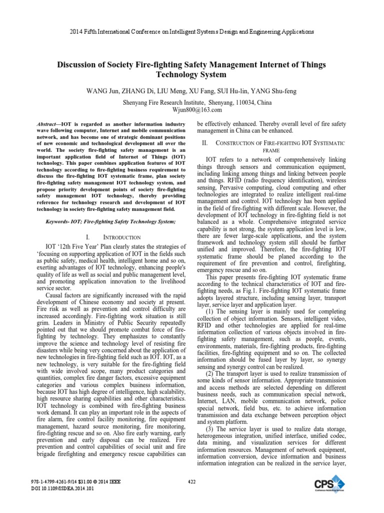 Discussion of Society Fire-Fighting Safety Management Internet of ... Discussion of Society Fire-Fighting Safety Management Internet of ...