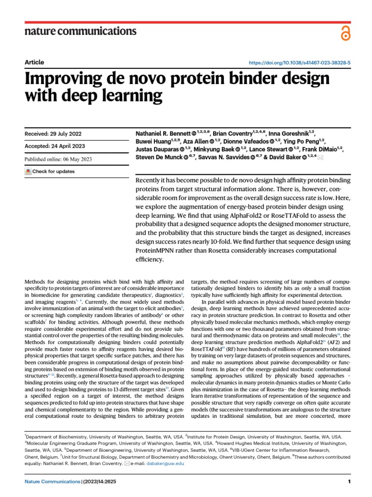 Improving de Novo Protein Binder Design With Deep Learning | PDF ...