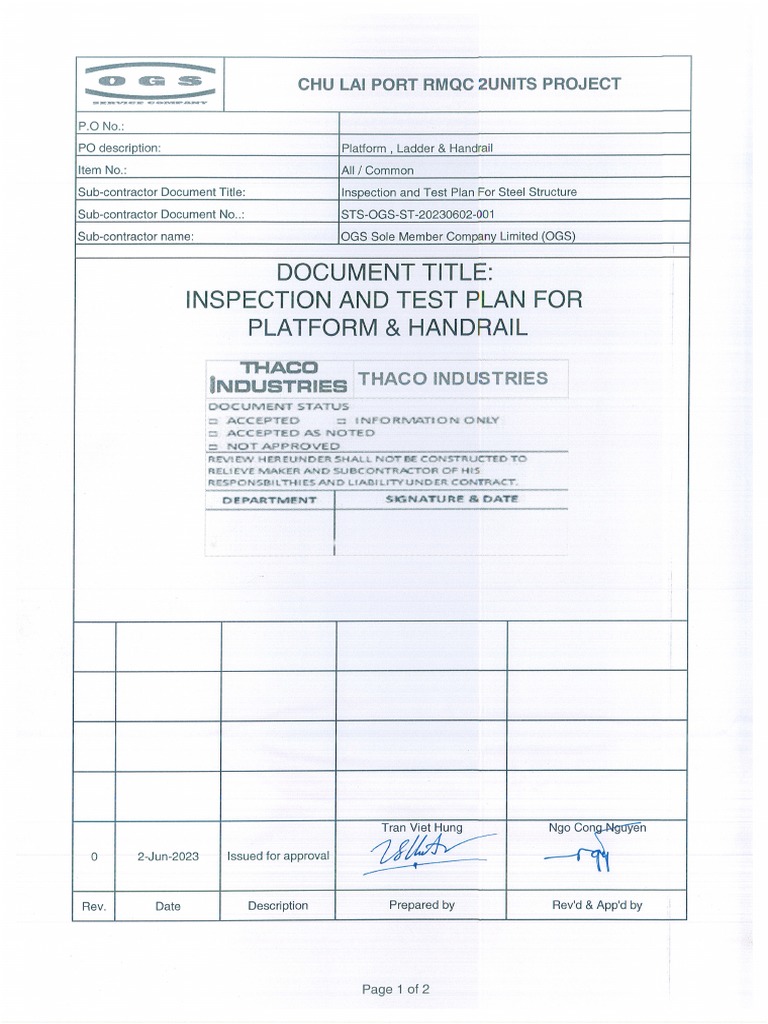 Ogs Itp Platform&Handrail Chulai 2units | PDF