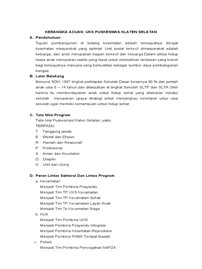 2.1.3.EP. 3f KERANGKA ACUAN PROGRAM UKS | PDF