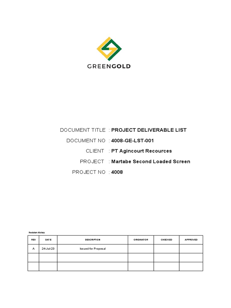 4008-GE-LST-001 - B-Martabe Deliverable List - Safety Screen | Download ...