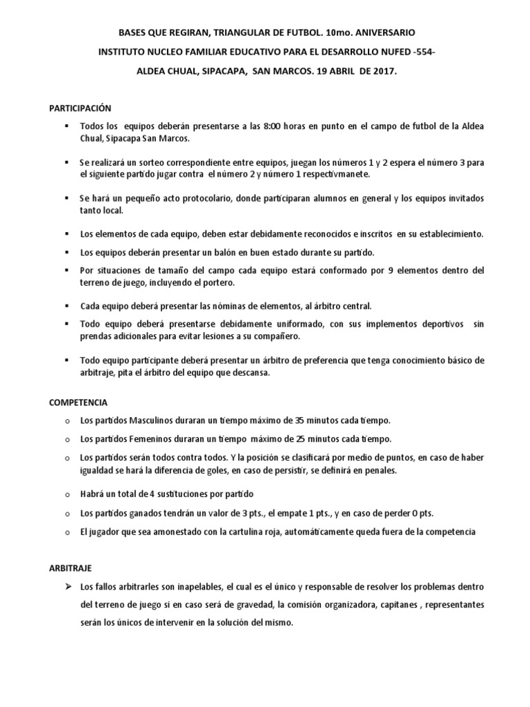 Bases Triangular 2017 | PDF | Asociación de Futbol | Deportes