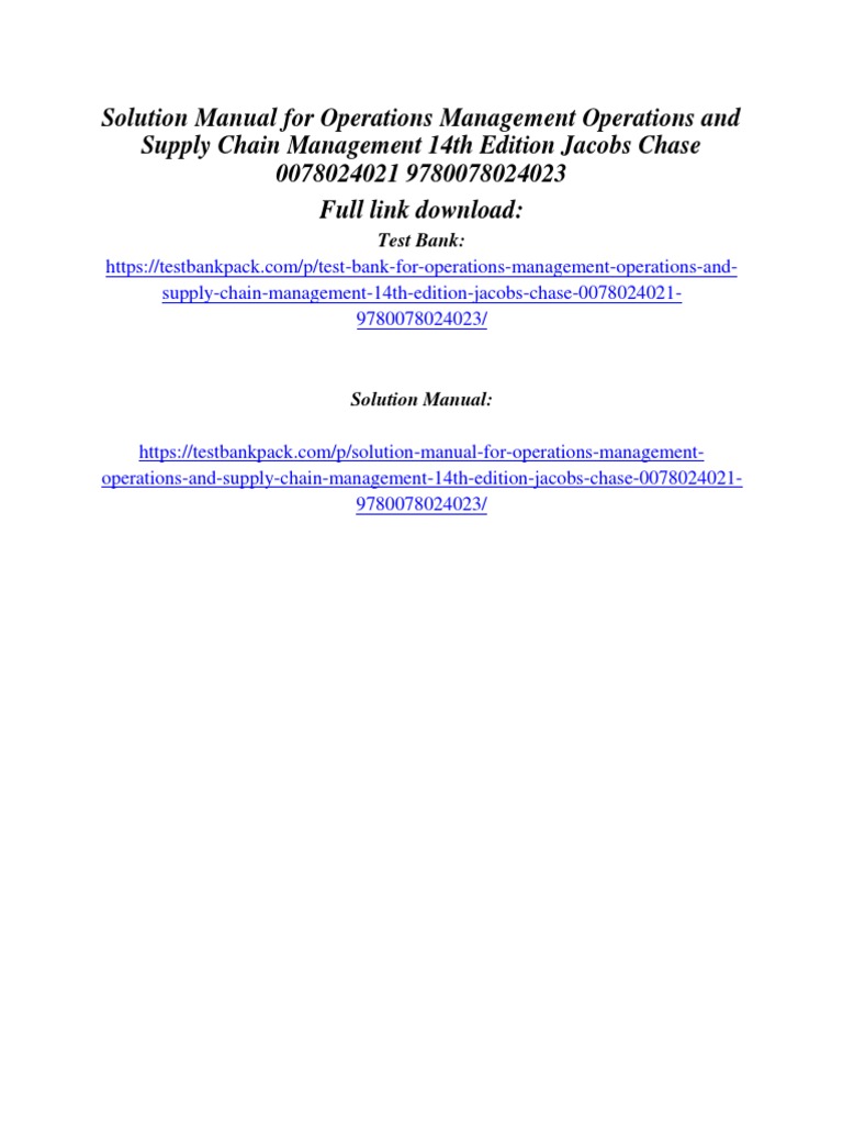 Operations Management Solutions Manual | PDF | Supply Chain | Factors ...