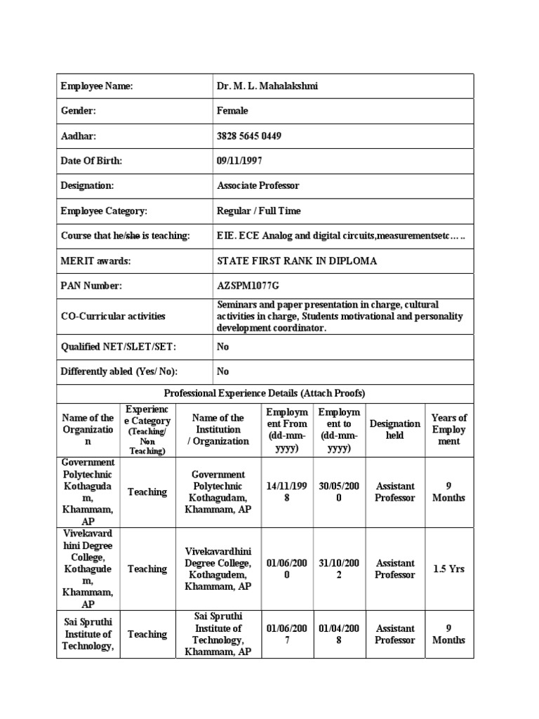 MLML CV1 | PDF | Qualifications | Vocational Education