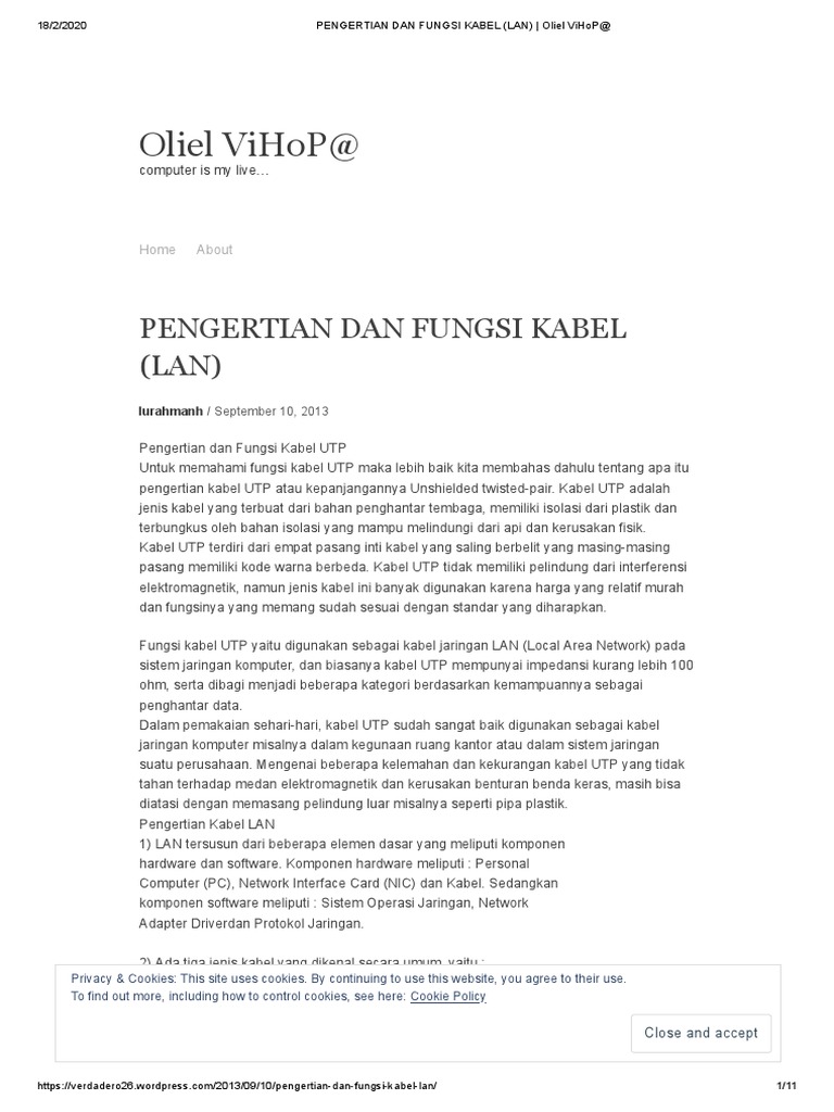 Pengertian Dan Fungsi Kabel (Lan) | PDF
