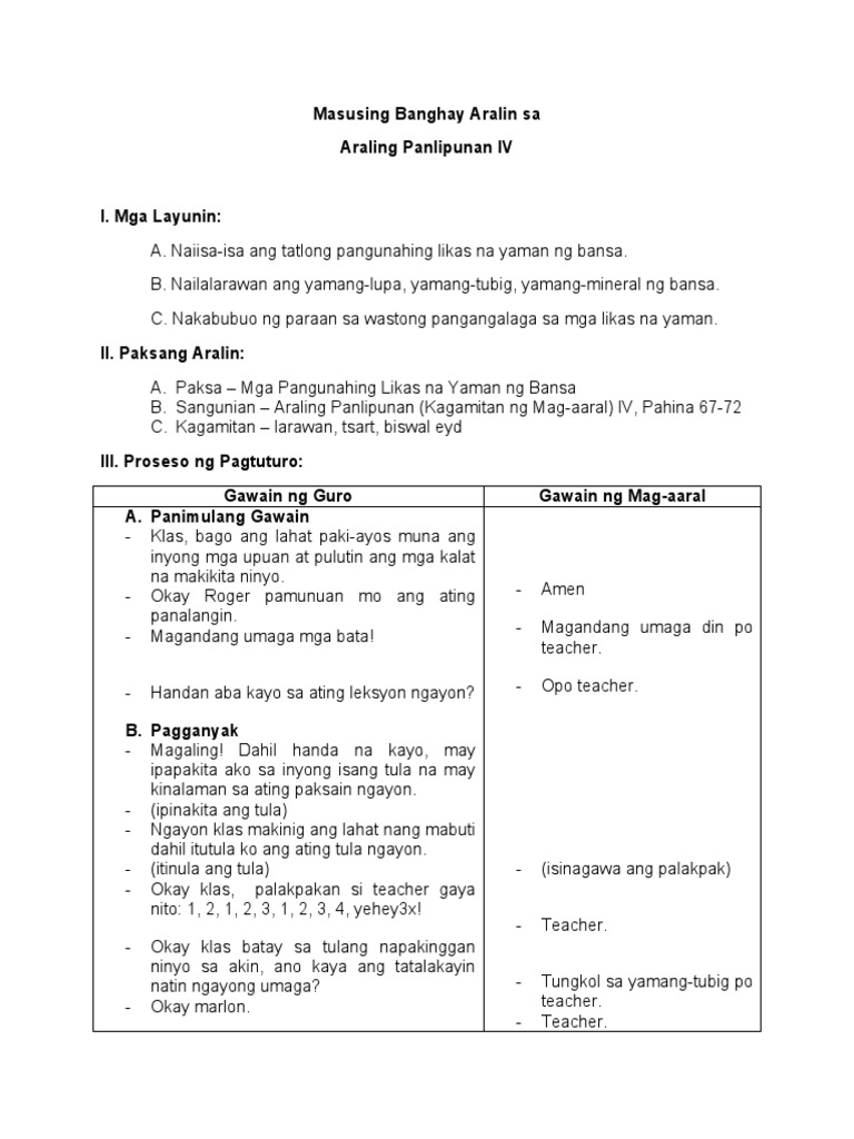 Masusing Banghay Aralin Sa Araling Panli | PDF
