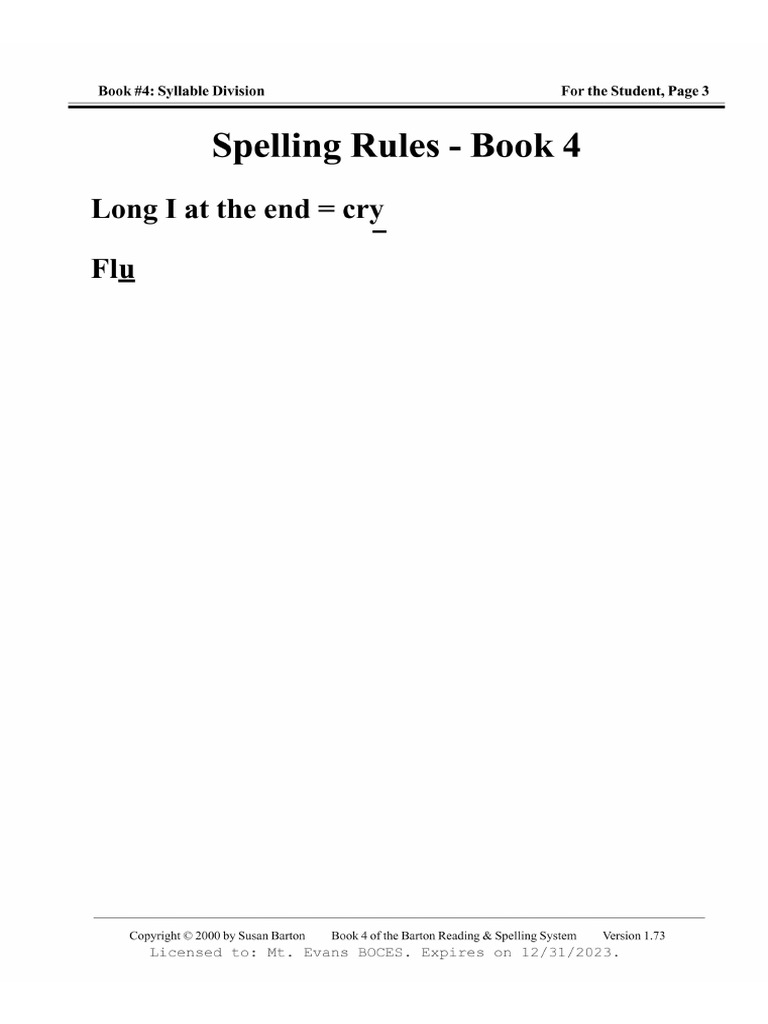 Barton Level 4 Workbook | PDF