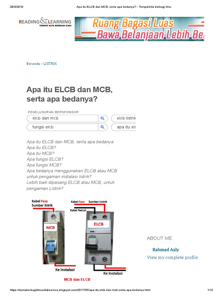 Apa Itu ELCB Dan MCB | PDF