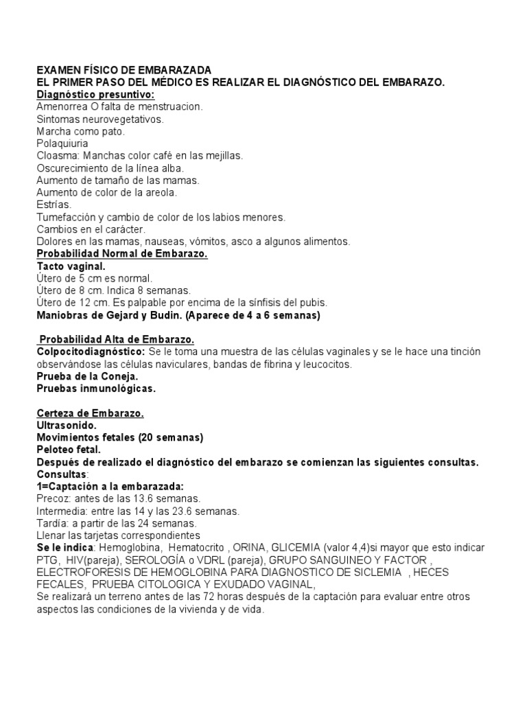 Examen Fisico - de - Embarazada | PDF | El embarazo | La salud de la mujer