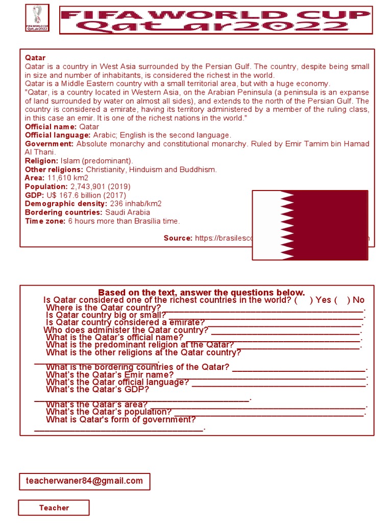 Qatar Country Reading Comprehension Exercises - 145443 | PDF