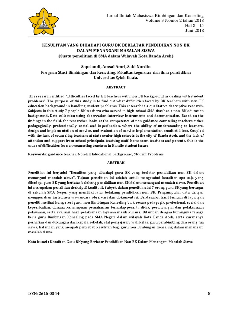Kesulitan Yang Dihadapi Guru BK Yang Berlatar Pendidikan NonBK Dalam Menangani Masalah Siswa ...
