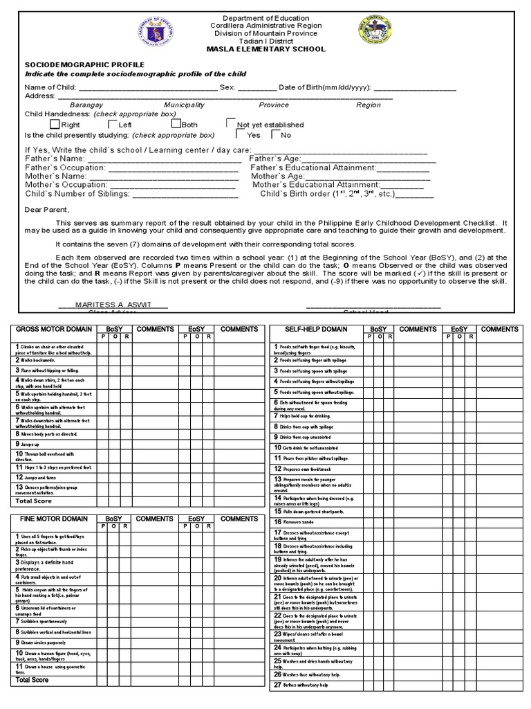 ECD Answer Sheet Final Final | PDF | Hand | Urination