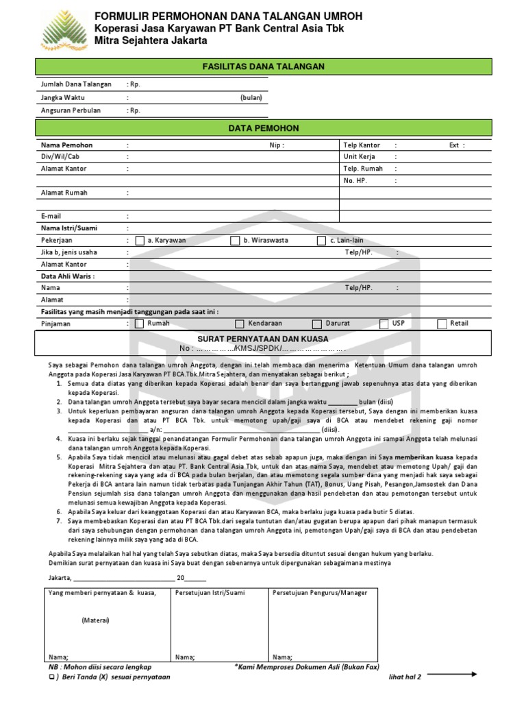 Formulir Dana Talangan Umroh | PDF