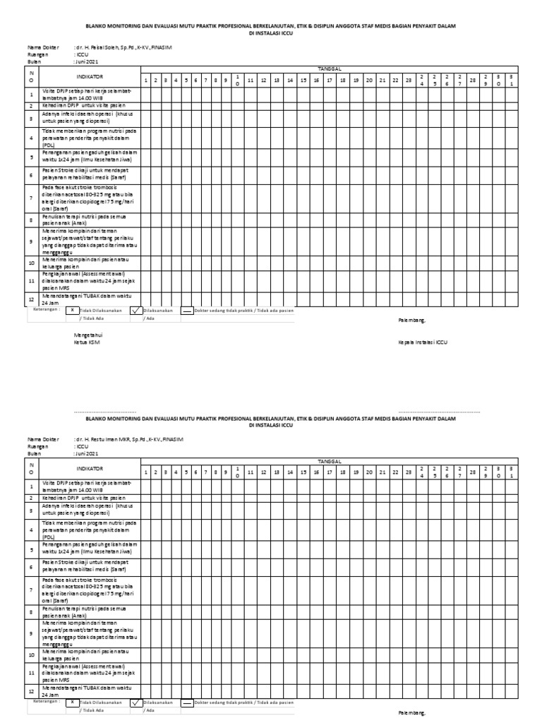 Blanko Monitoring Oppe Iccu | PDF
