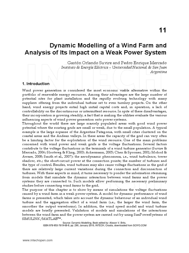 Dynamic Modelling of A Wind Farm | PDF | Electric Generator | Wind Power