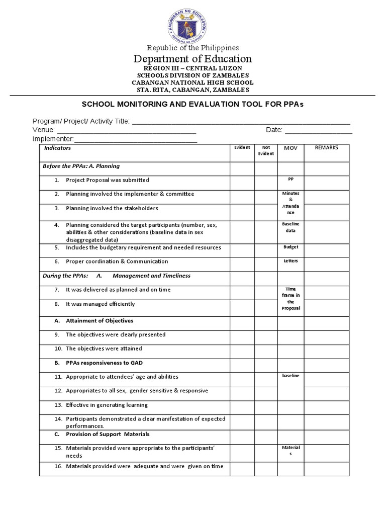 Monitoring And Evaluation Tool Kra 3 Objective 11 Pdf