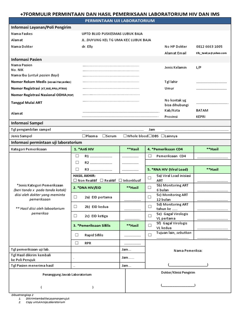 Formulir Lab Dan VL | PDF
