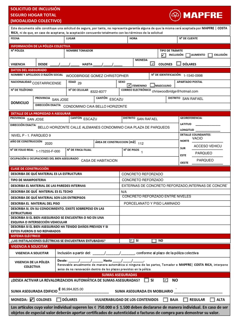 Solicitud de Incendio | PDF | Seguro | Póliza de seguros