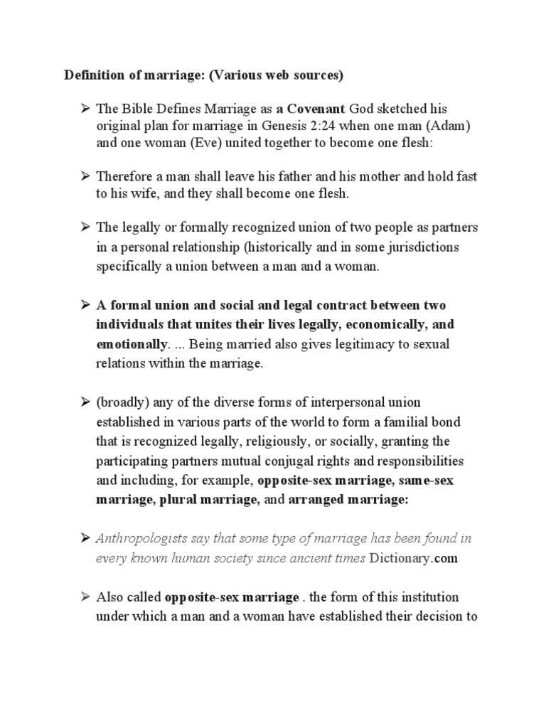 Definition of Marriage | PDF | Marriage | Same Sex Marriage