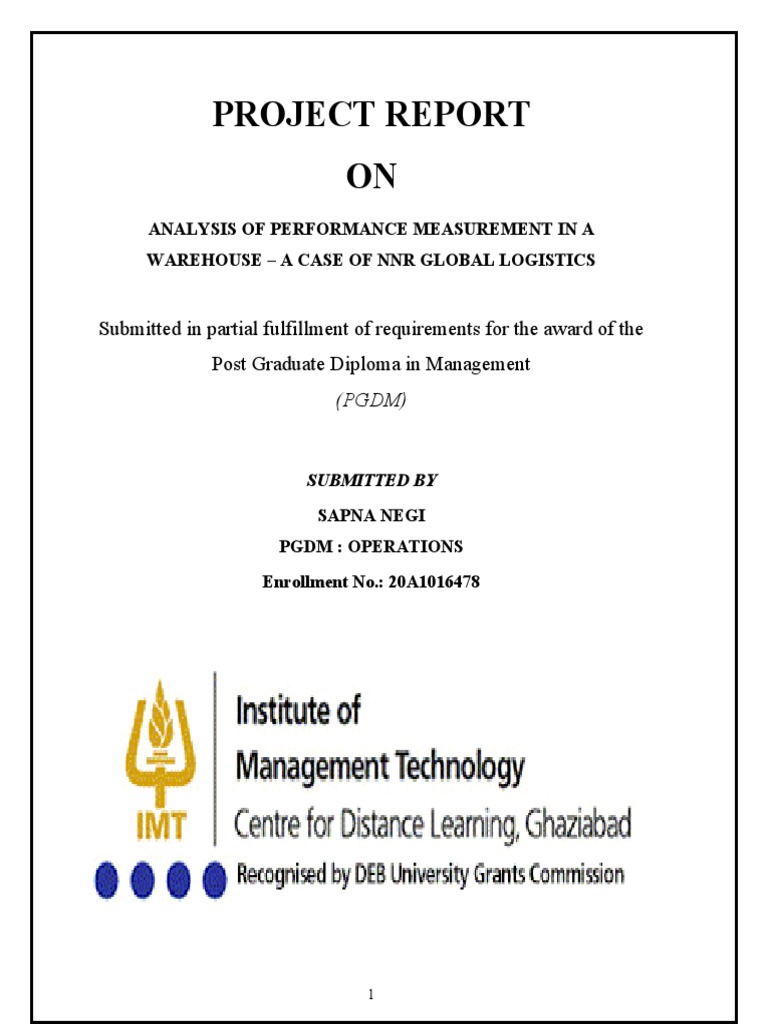 Completed Project Report IMT Analysis of Performance Measurement in ...