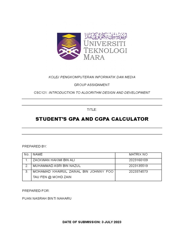 CSC121 PROJECT GROUP Final | Download Free PDF | Course Credit | Computing