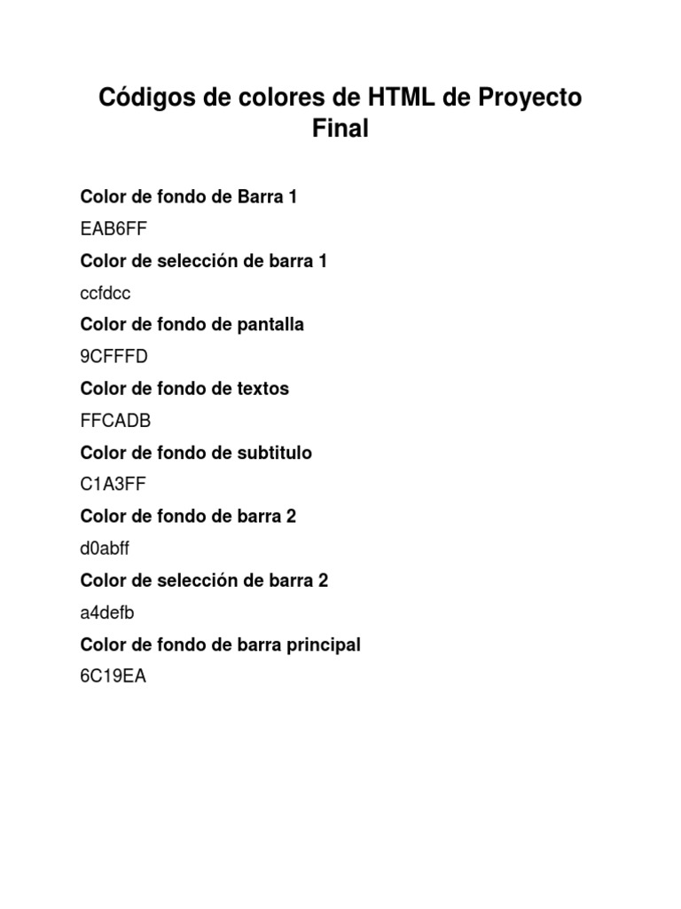 Códigos de Colores de HTML | PDF