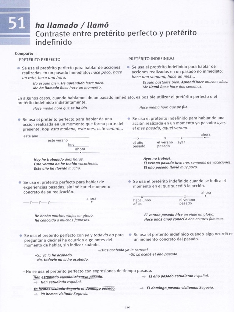 Contraste Preterito Perfecto Vs Preterito Indefinido | PDF