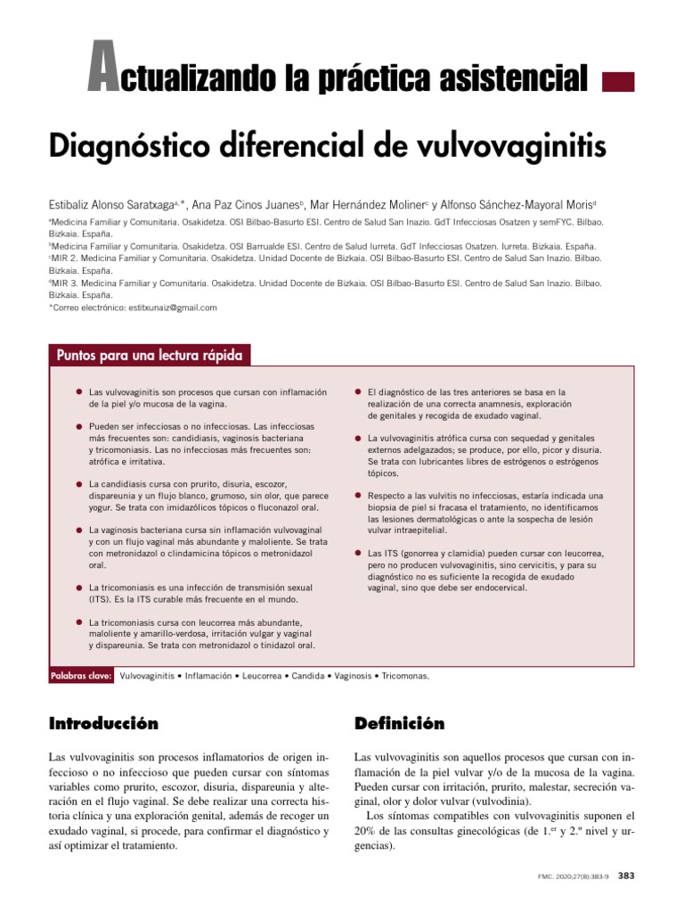 Diagnostico Diferencial de Vulvovaginitis | PDF | Especialidades Medicas | Medicina CLINICA