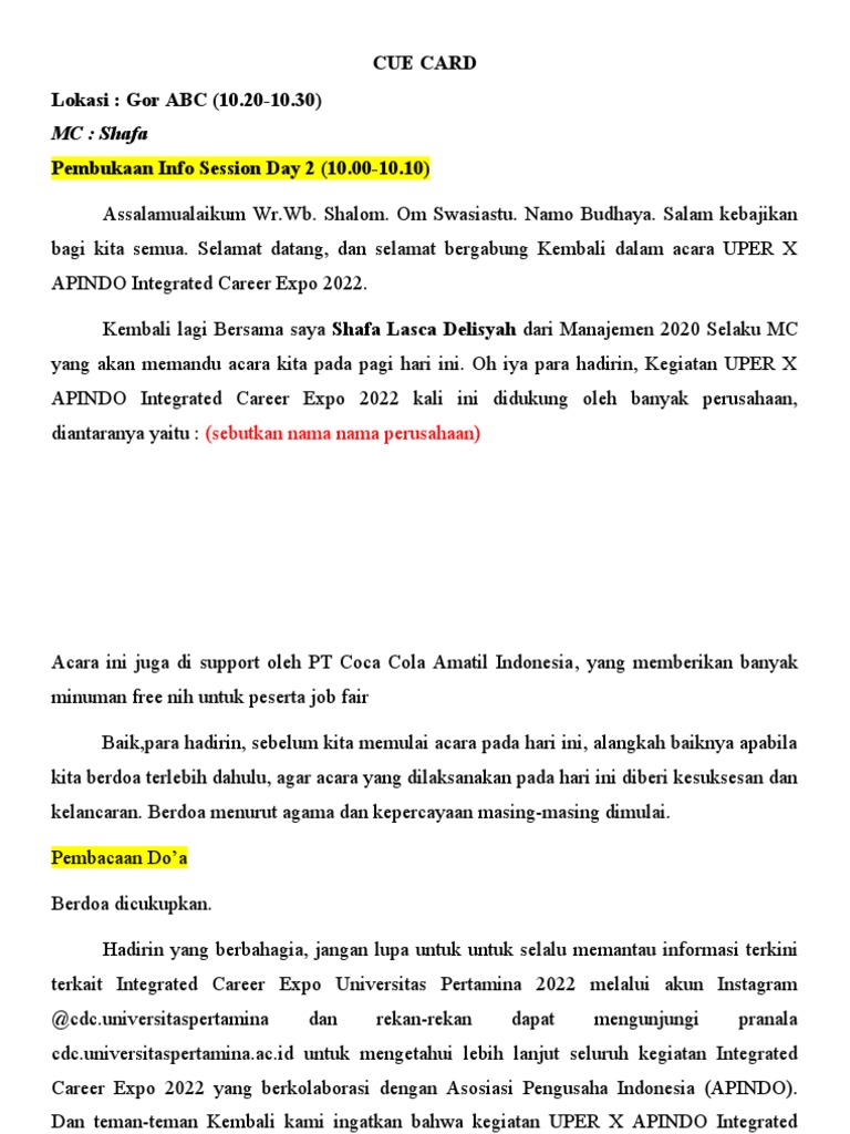 Cue Card Day 4 (Gor ABC) Fix | PDF