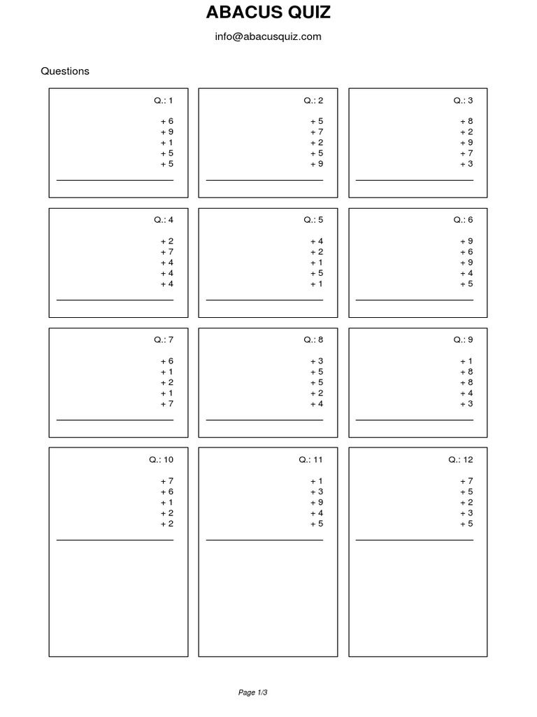 Abacusquiz Questions | PDF