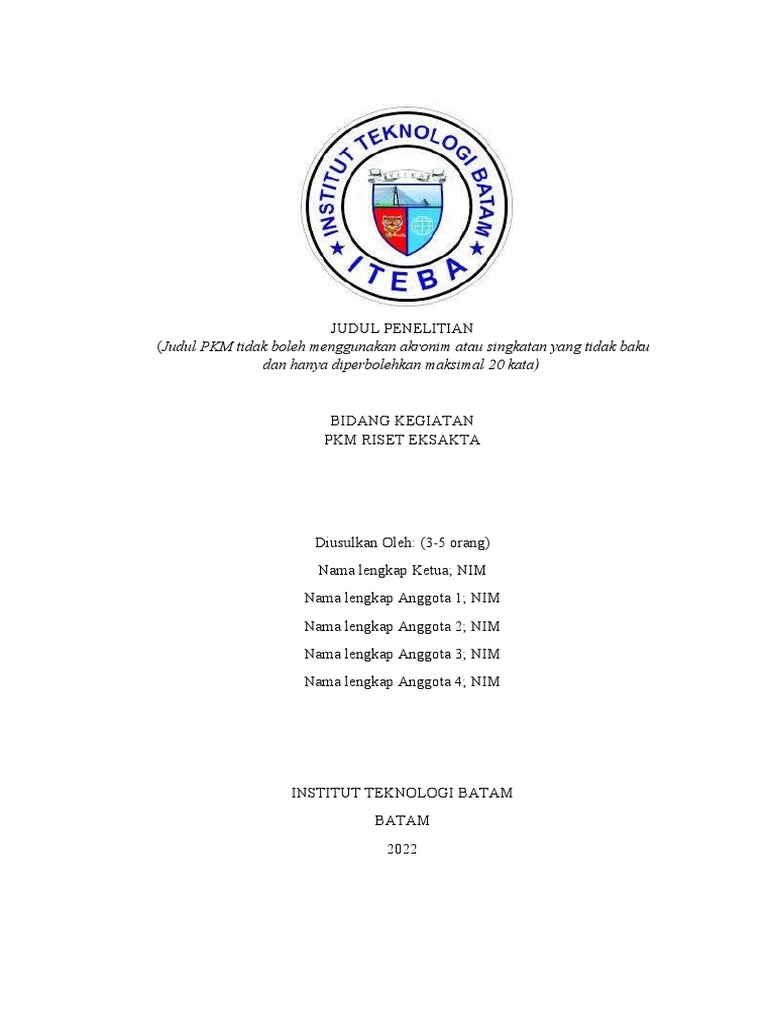 Panduan PKM Riset Eksakta ITB 2022 | PDF