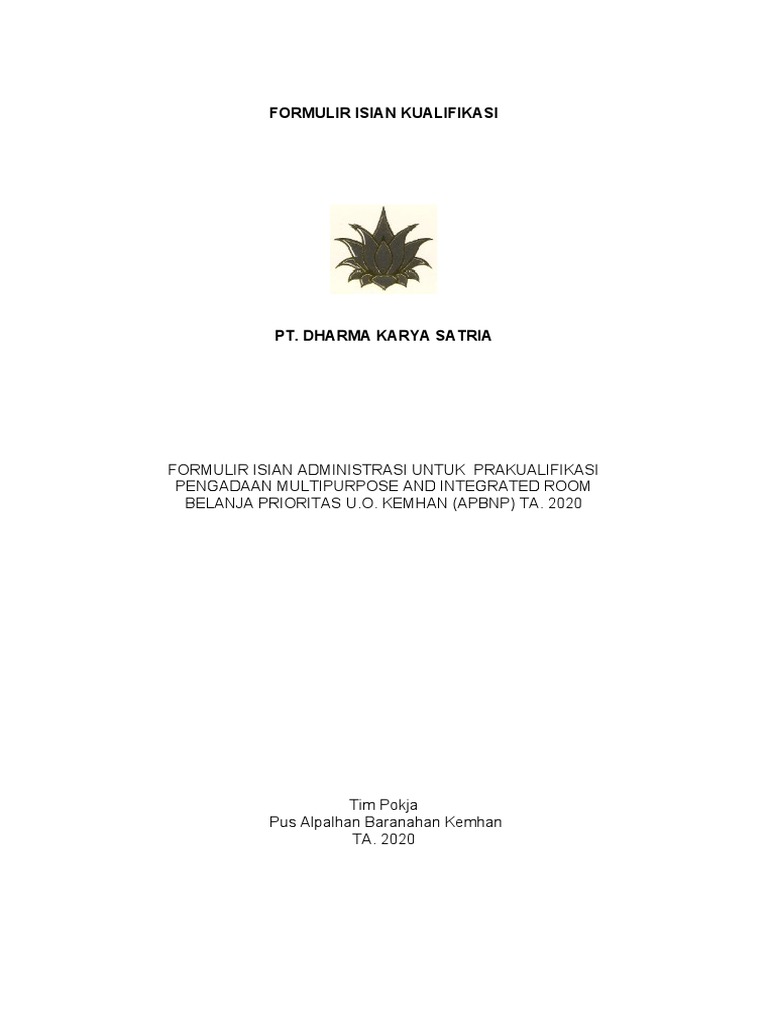 Formulir Isian Kualifikasi Pt Dks Pdf