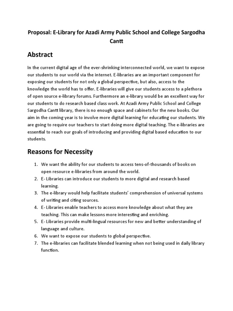 Proposal | PDF | Digital Library | Libraries