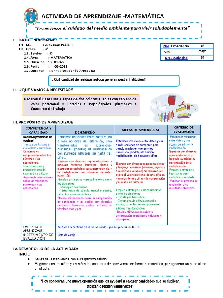 Matematica Suma Repetitiva, Filas y Columnas | PDF | Multiplicación ...