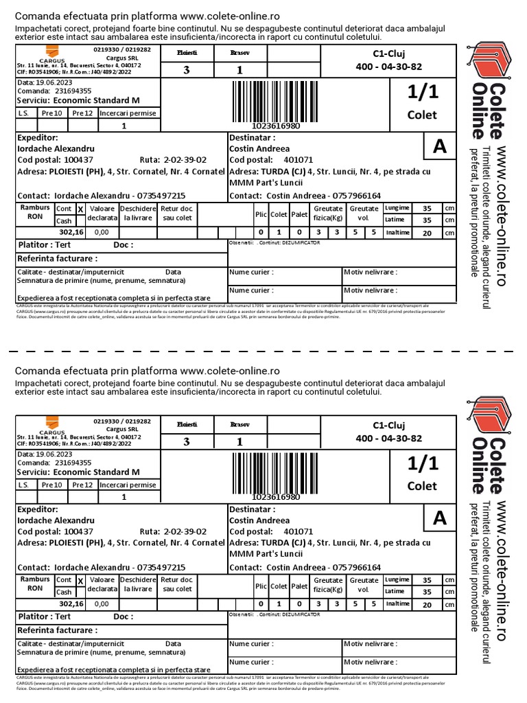 awb-colete-online-19062023-Cargus-1023616980-A4 | PDF