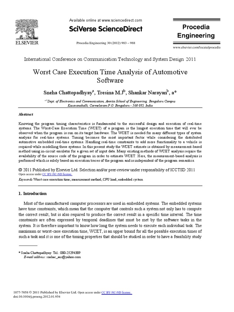 Worst Case Execution Time Analysis Of Automotive S Pdf Computer Program Programming