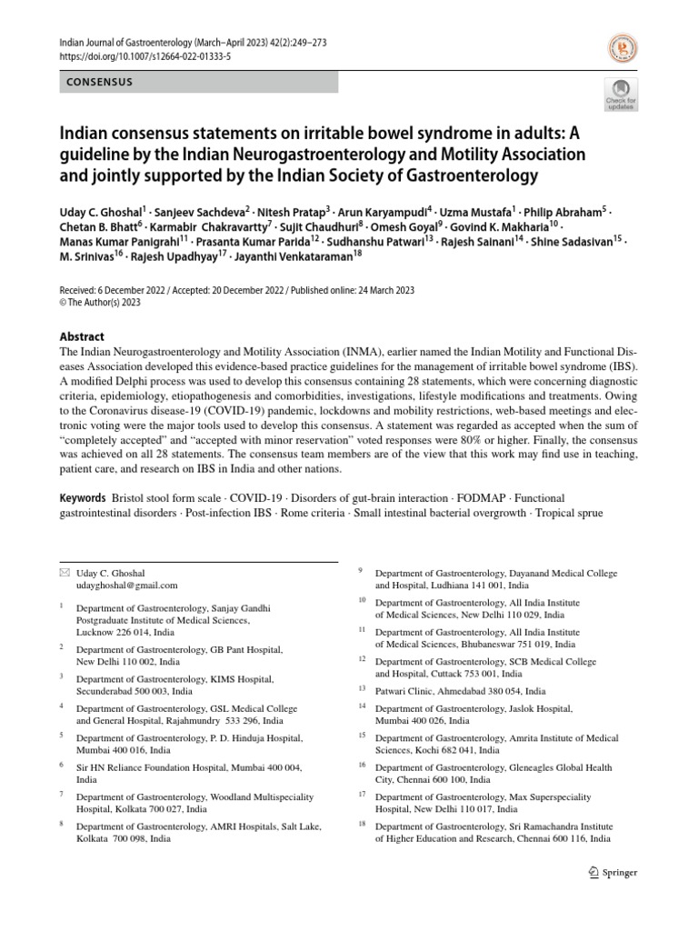 Ibs Isg-Inma Guidelines 2023 | PDF | Irritable Bowel Syndrome | Constipation