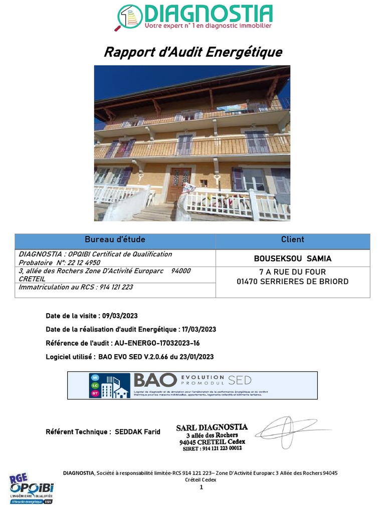 Rapport Audit Energetique-Samia Bouseksou | PDF | Efficacité énergétique | Conservation de l'énergie