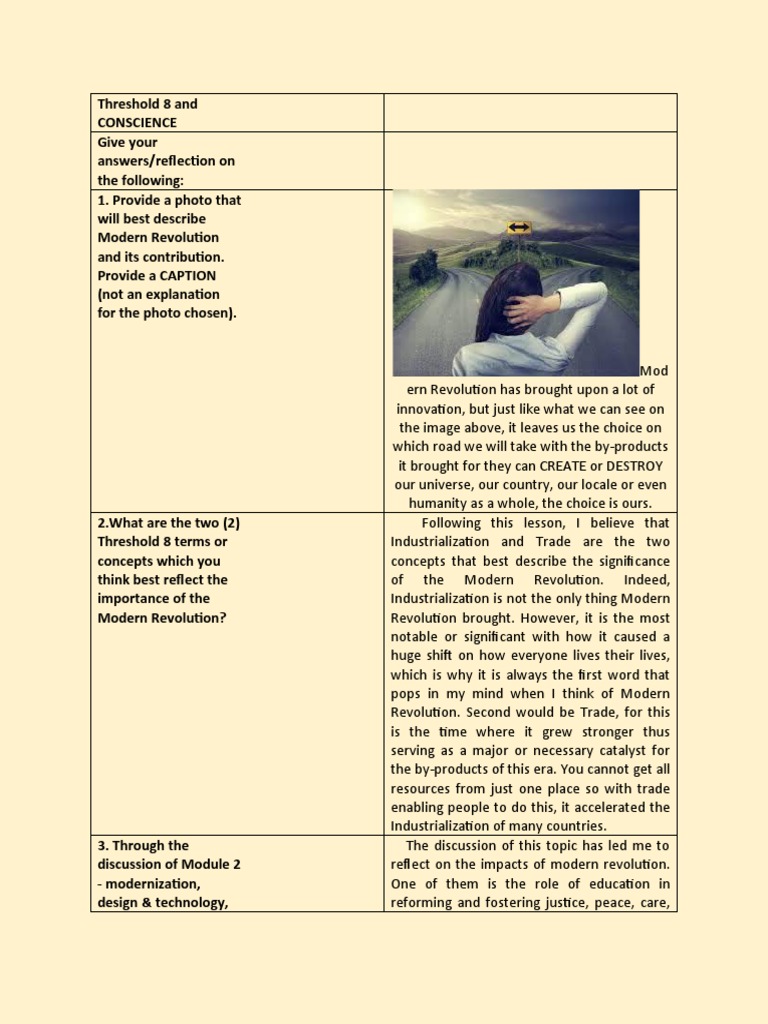 Activity 8.2 - Threshold 8 - Modern Revolution | PDF | Conscience