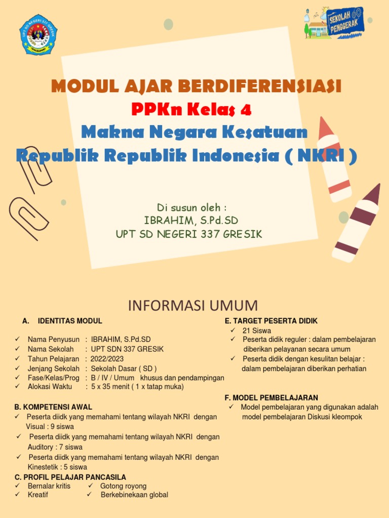 MODUL AJAR BERDEFERENSIASI PPKN KELAS IV | PDF
