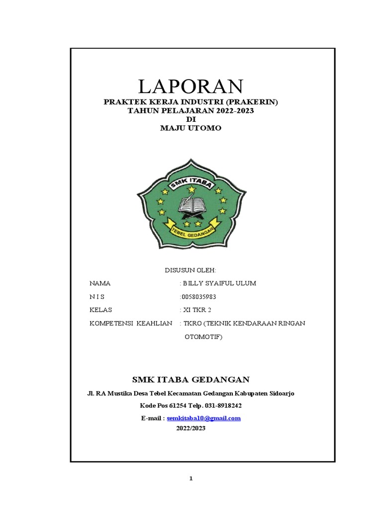 Laporan Prakerin TKR di Maju Utomo | PDF