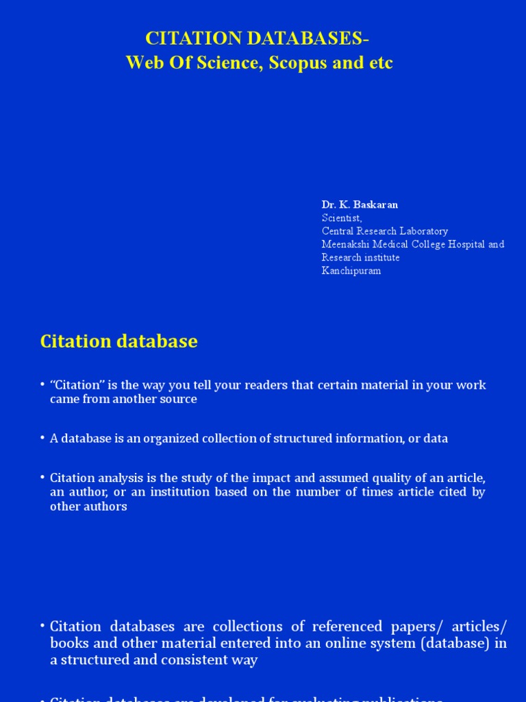 Overview of Citation Databases | PDF | Academic Journal | Science