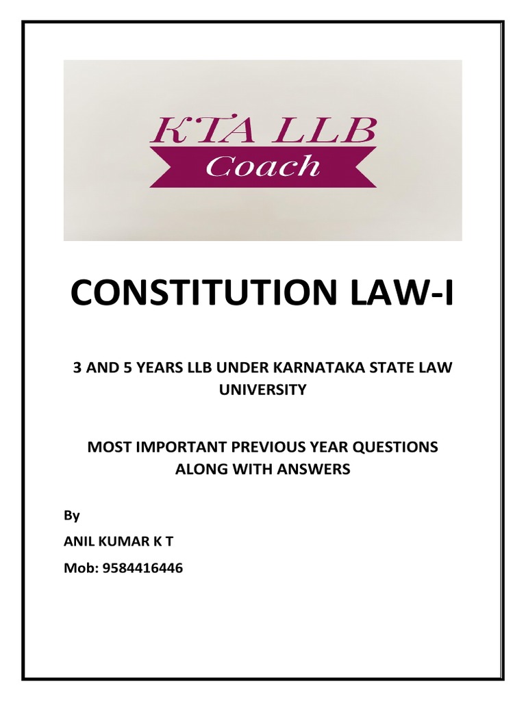 Constitution Law I KSLU Notes Grand Final | PDF | Constitution | Justice